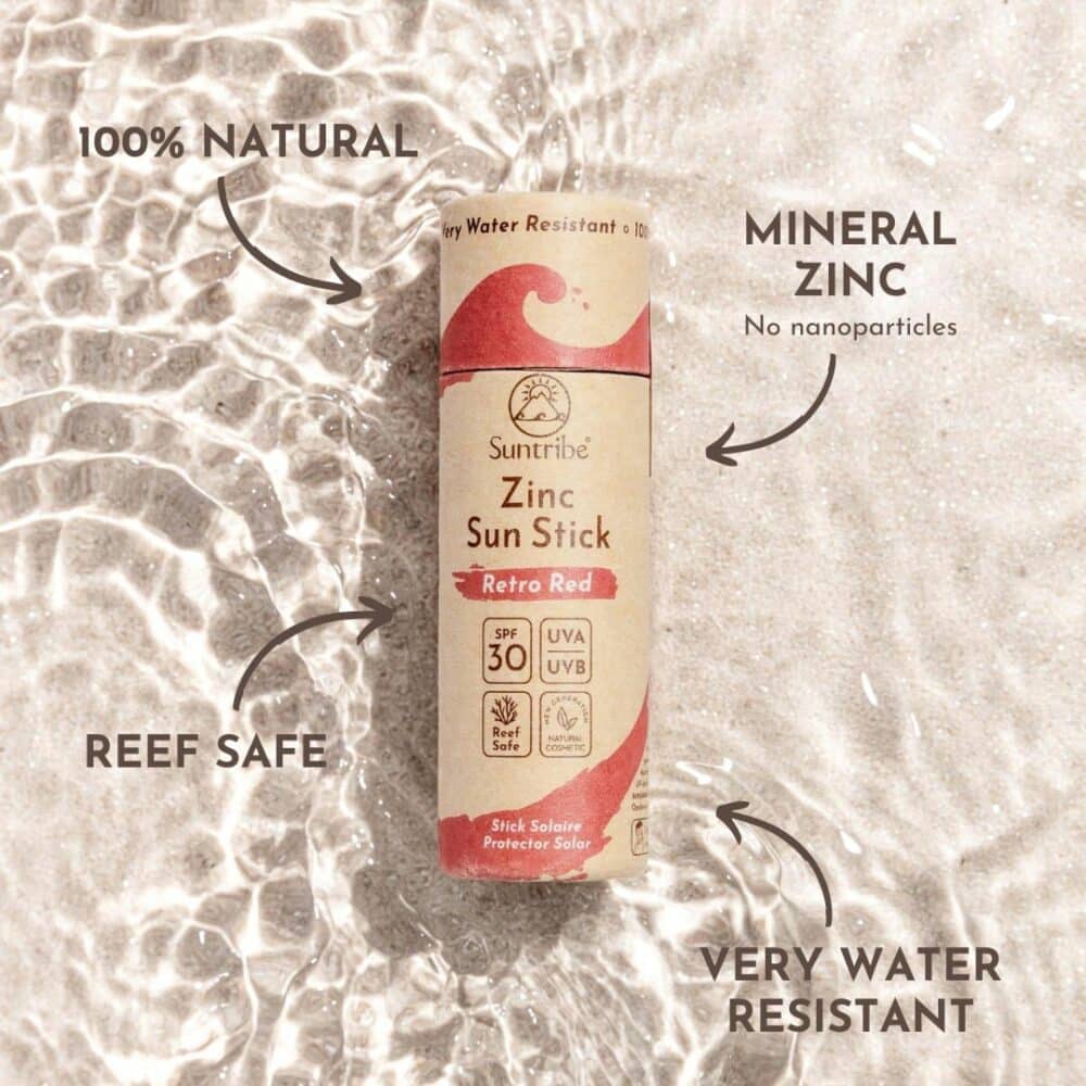 Suntribe Natural Mineral Zinc Sun Stick SPF 50 - Retro Red, 30g ...